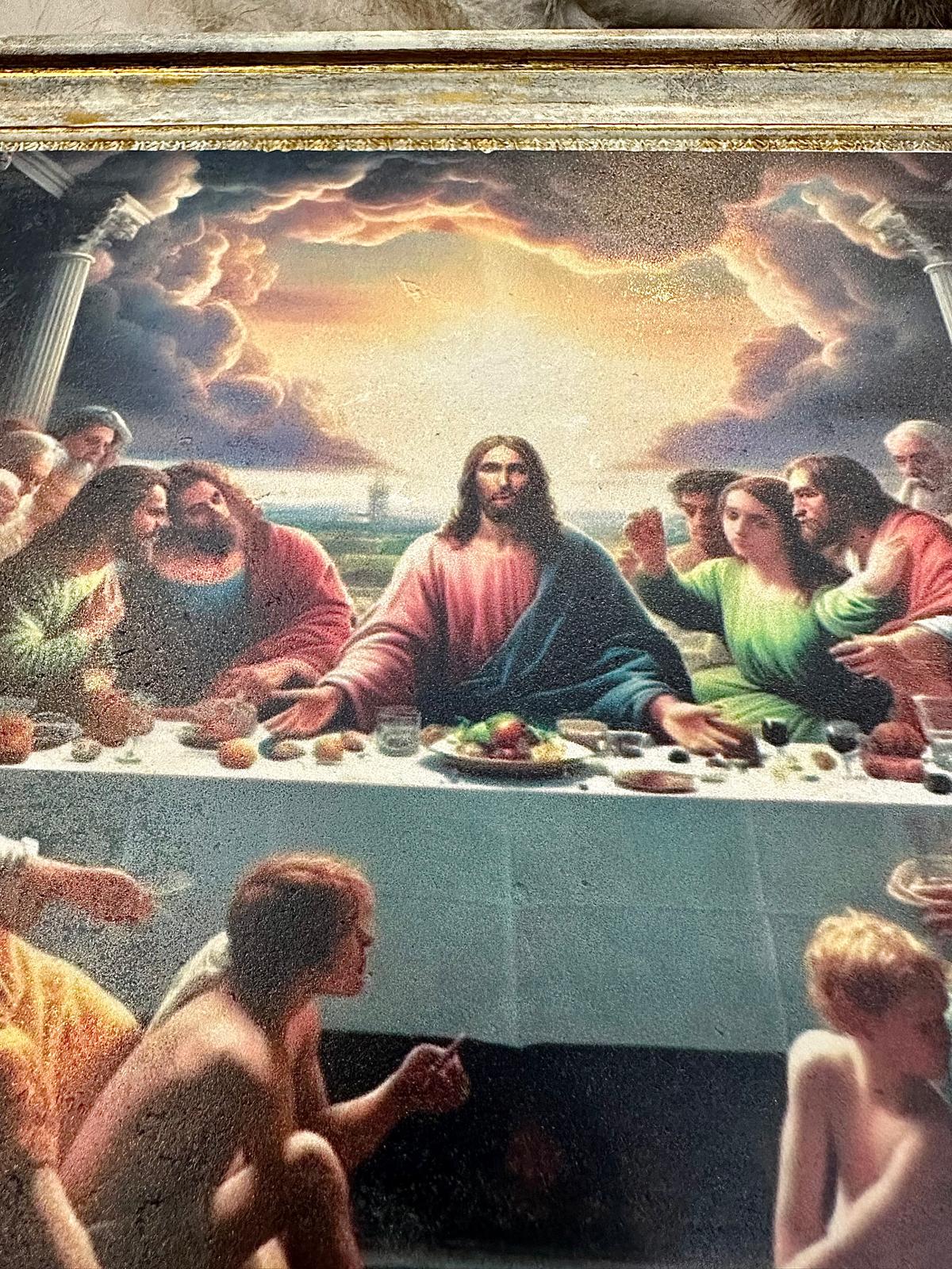 The Last Supper Painting on Natural Stone, Rustic Christian Wall Art ...