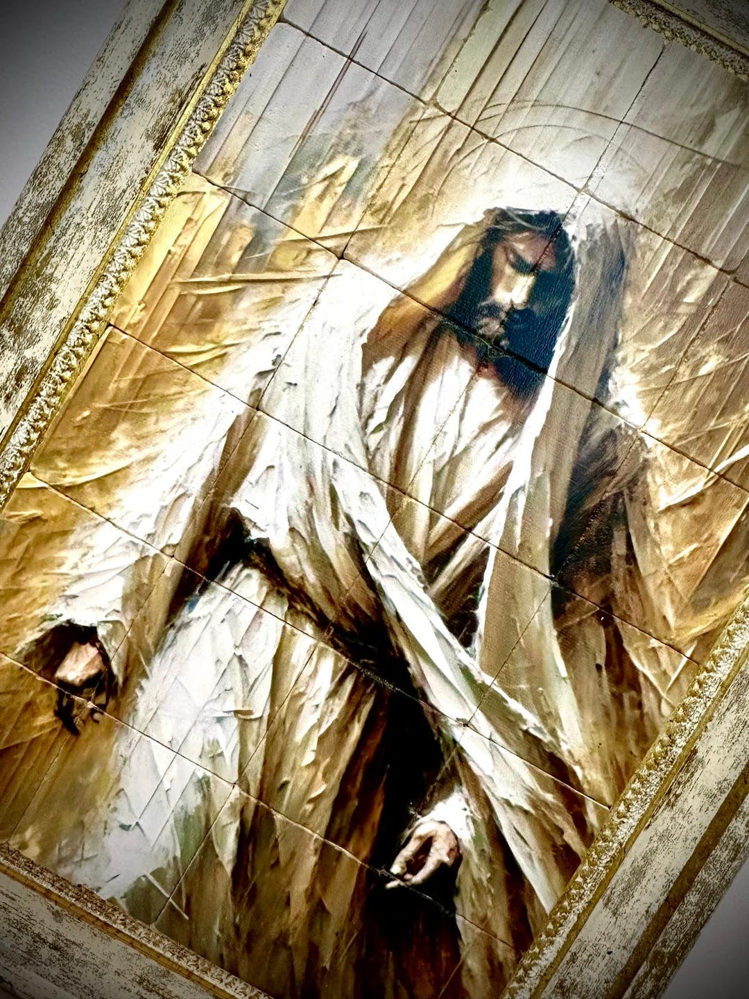 Jesus Christ Mosaic Tile Portrait on Natural Stone, Antique Frame - Etsy