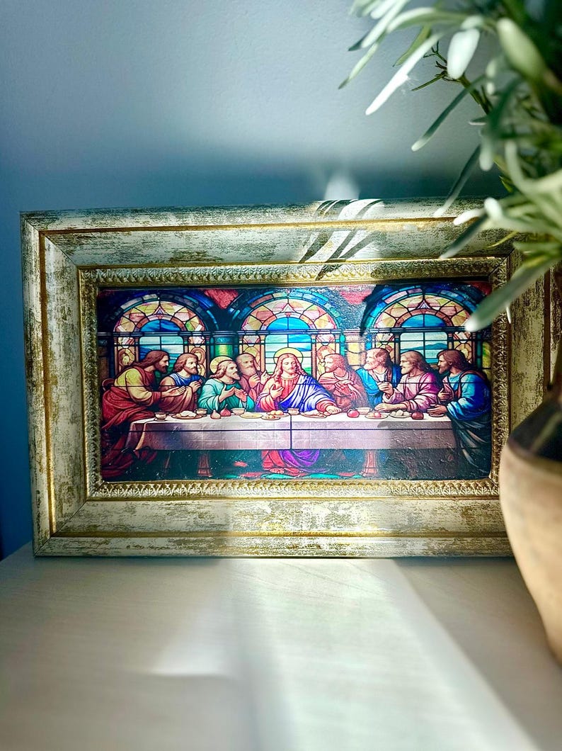 The Last Supper Stone Painting, Framed Christian Wall Art Christianity ...