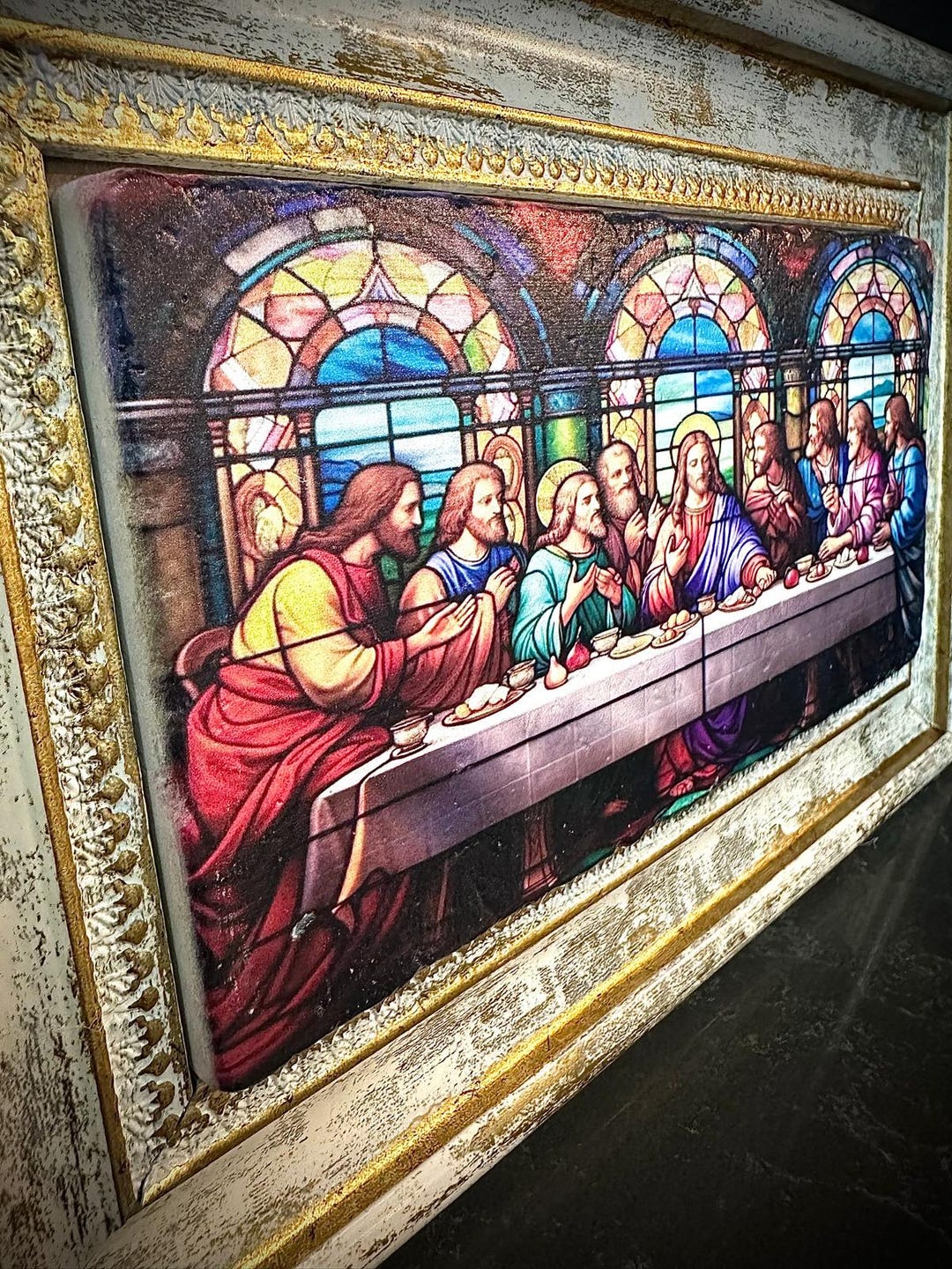 The Last Supper Stone Painting, Framed Christian Wall Art Christianity ...