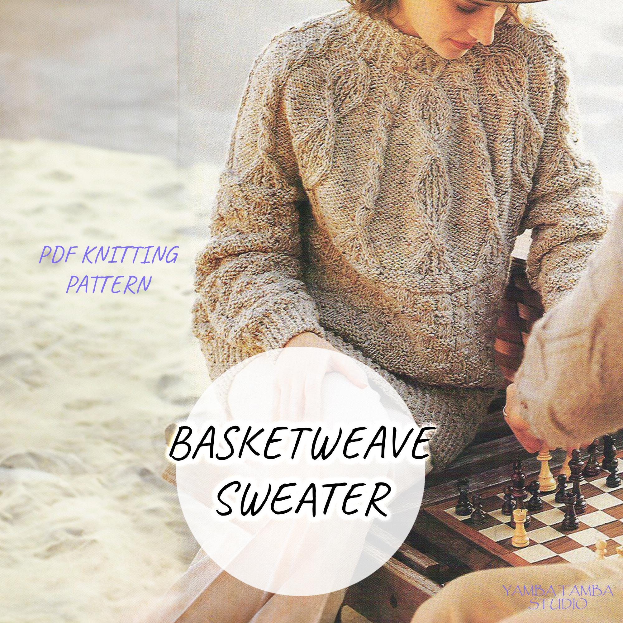 Vintage Knitting Pattern PDF Chunky Women's Basketweave Cabled Pullover ...