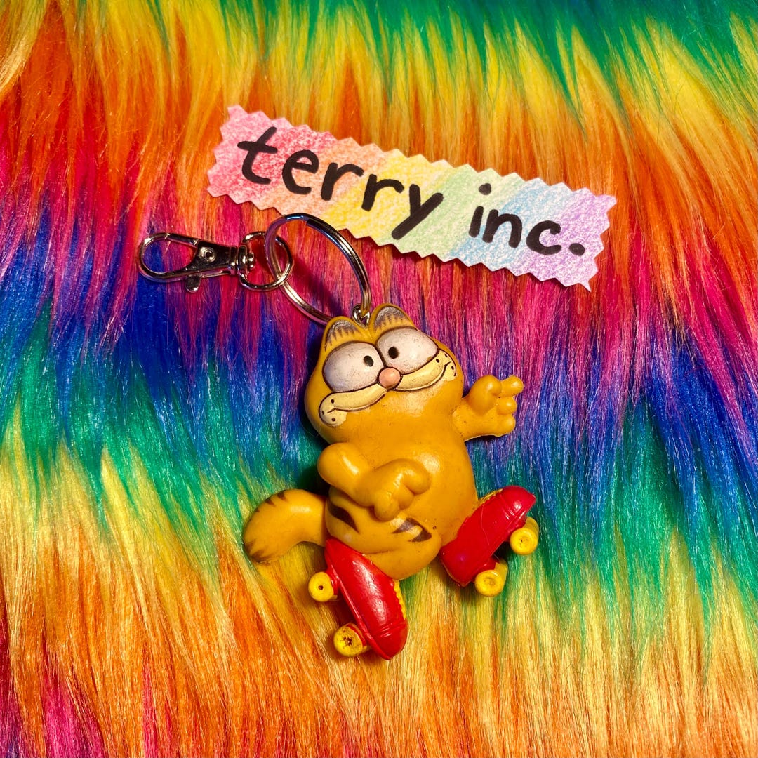 Garfield Keychain - Vintage Upcycled Handmade Purse Bag Backpack ...