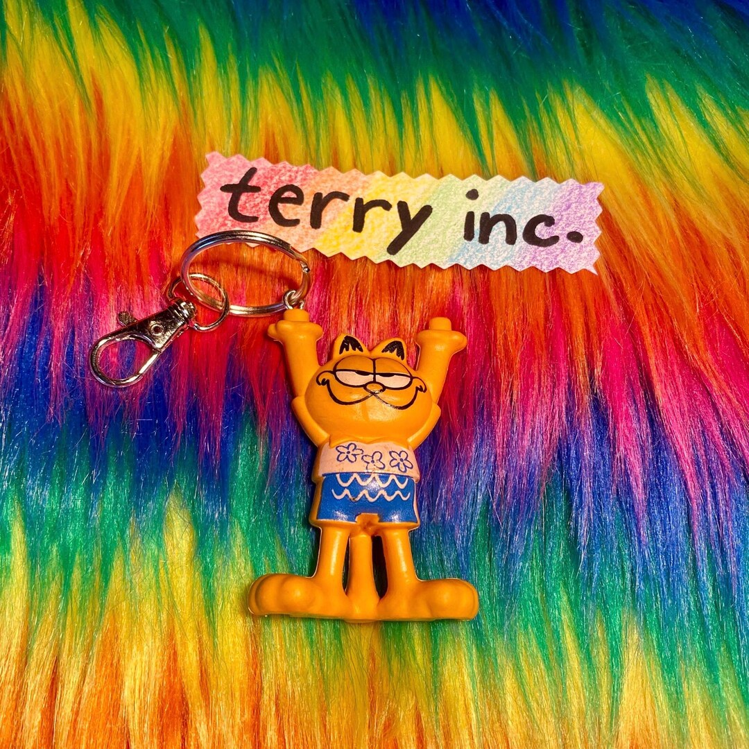 Garfield Keychain - Vintage Upcycled Handmade Purse Bag Backpack ...