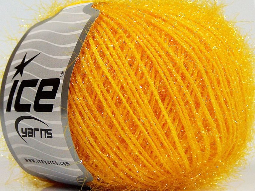 Sparkle Soft Yellow 68307 Ice Yarn Metallic Lurex Nylon Eyelash Yarn 50 ...
