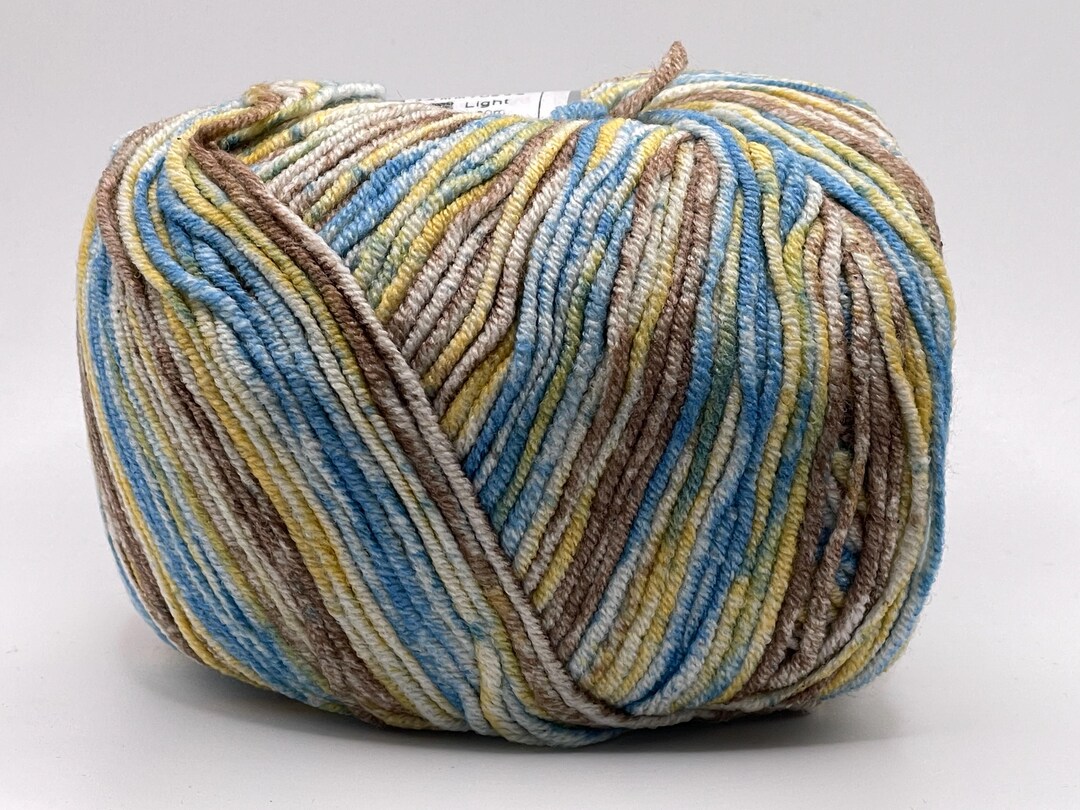 Lorena Splash Blue, Yellow, Brown Yarn 82127 Ice Yarns Cotton Acrylic ...