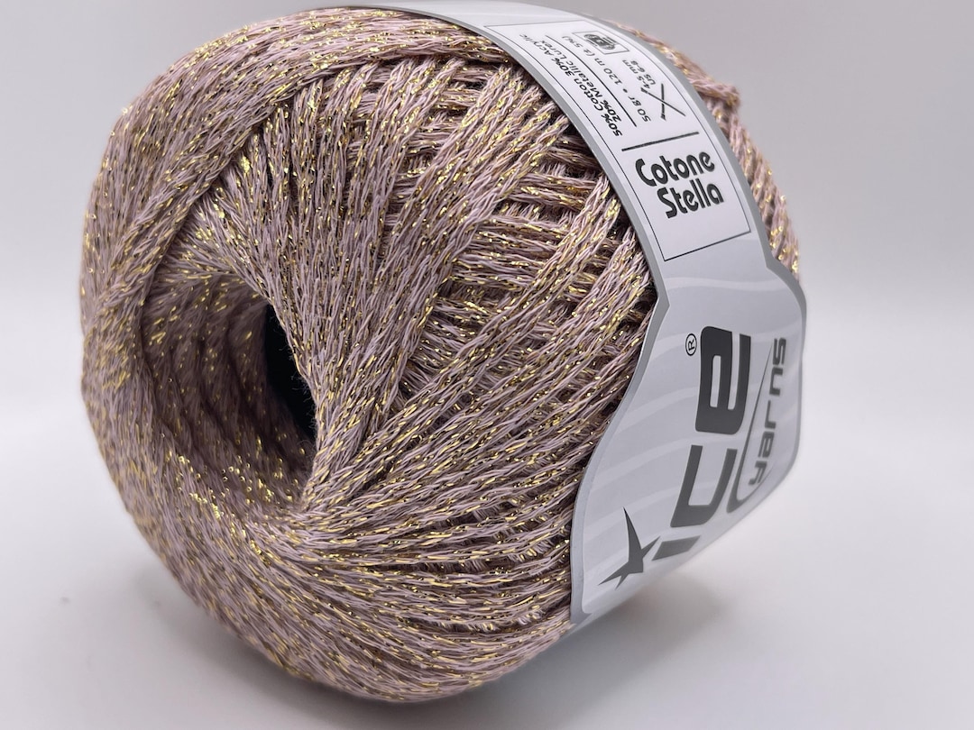 Cotone Stella Powder Pink With Gold Metallic Sparkle Yarn 55303 Ice ...