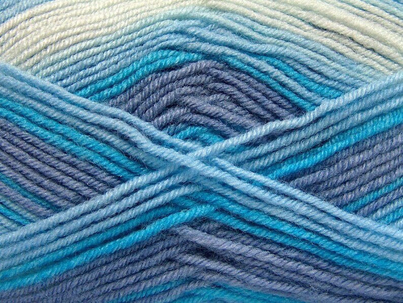 Blue Slate White DK Design Yarn - Ice #58424 Acrylic Wool Blend Self ...