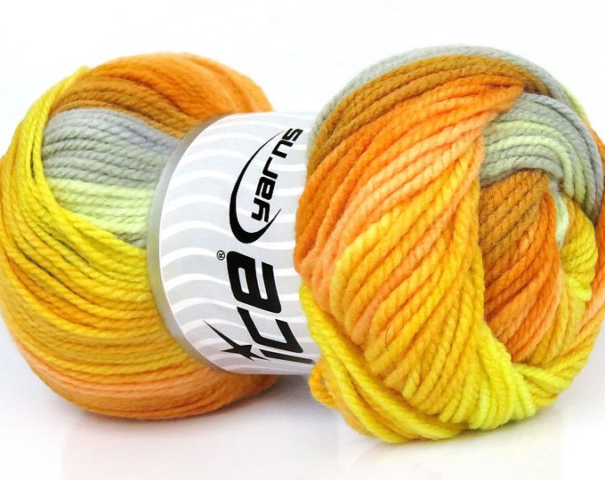 Magic Worsted 77642 Ice Yarns Yellow, Orange, Grey + Self-striping ...