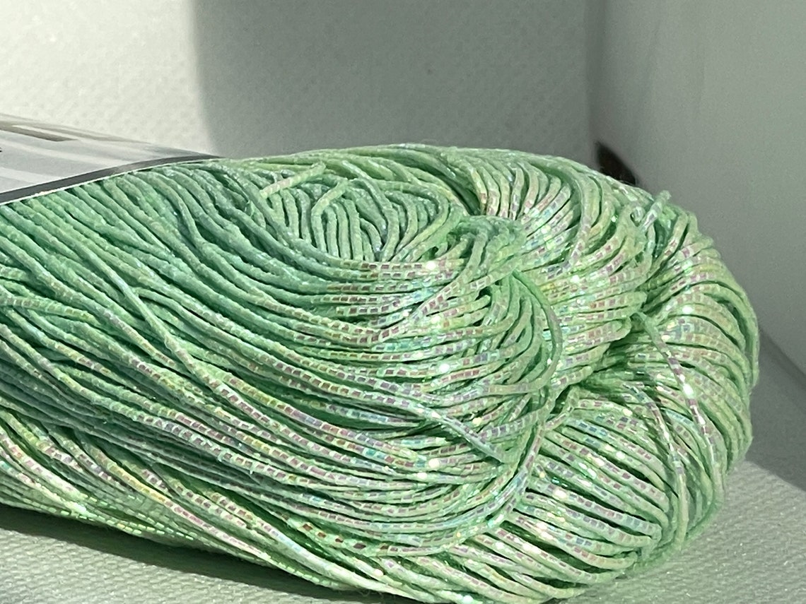 Iridescent Mint Green Metallic Hand Painted Cotton Yarn Ice - Etsy
