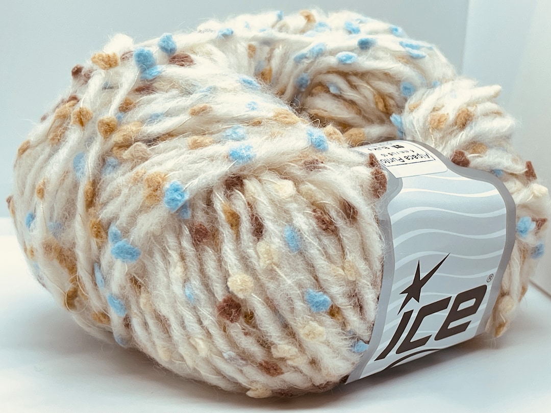 Alpaca Punto Cream Blue Browns Bulky Dot Yarn #58429 Ice Yarns 1.76 Oz ...
