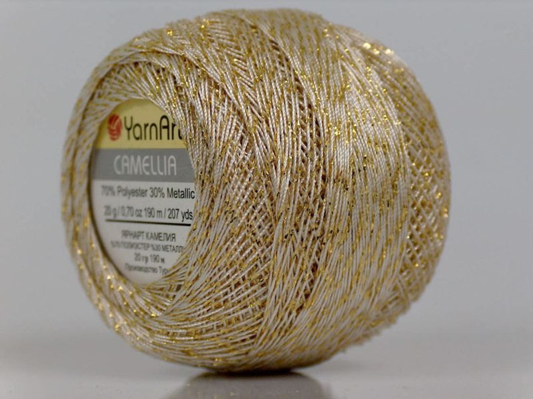 Cream Gold Metallic Braid Thread Cross Stitch 20 Gram 207 Yards Yarnart ...