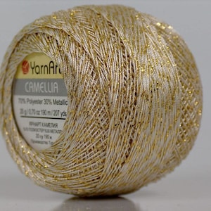 Cream Gold Metallic Braid Thread Cross Stitch 20 Gram 207 Yards Yarnart ...