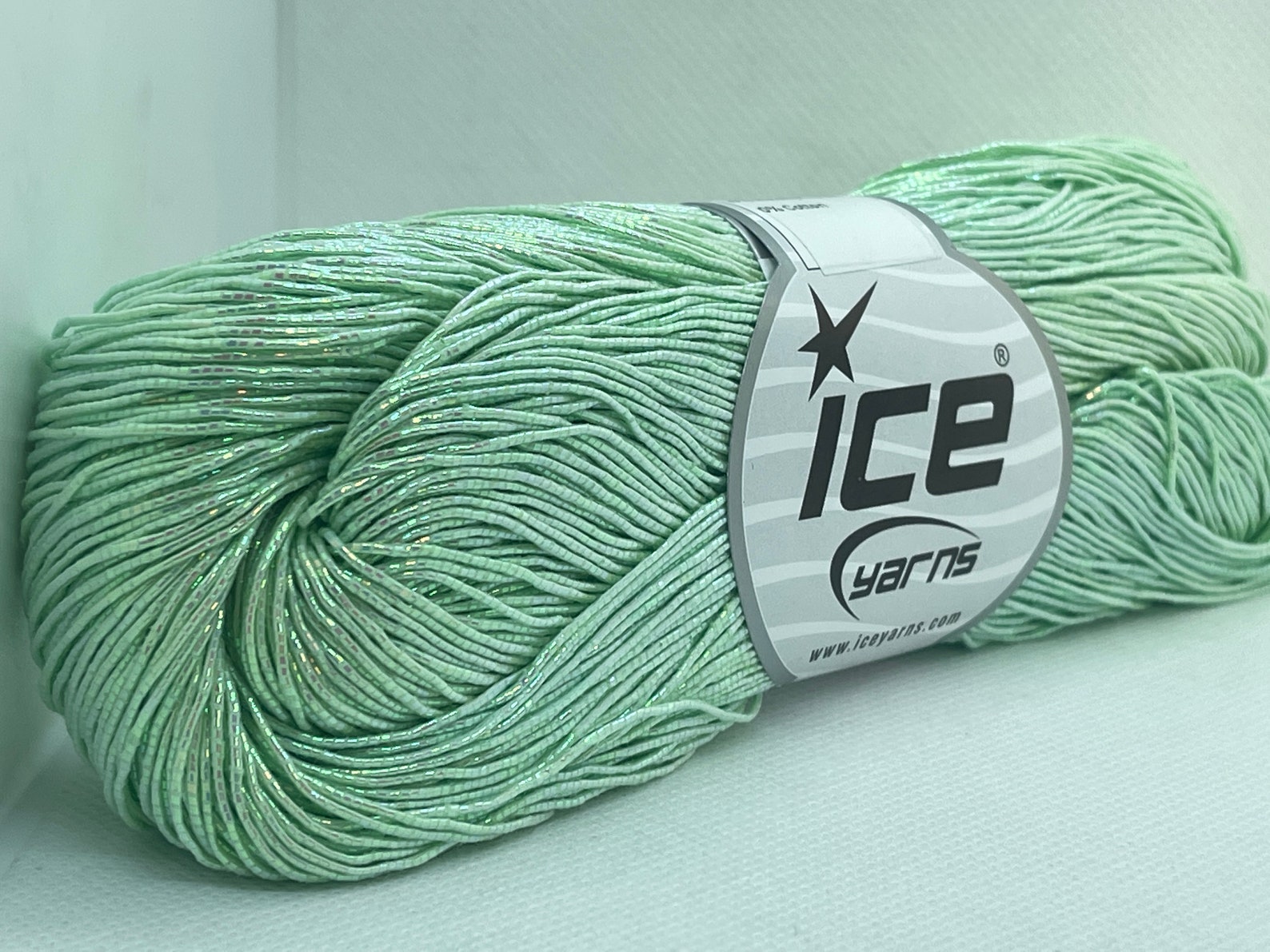 Iridescent Mint Green Metallic Hand Painted Cotton Yarn Ice - Etsy