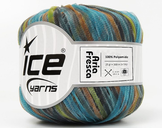 Blue, Grey, Green, Brown Aria Fresca Sheer Net Ribbon Yarn 78331 Ice ...