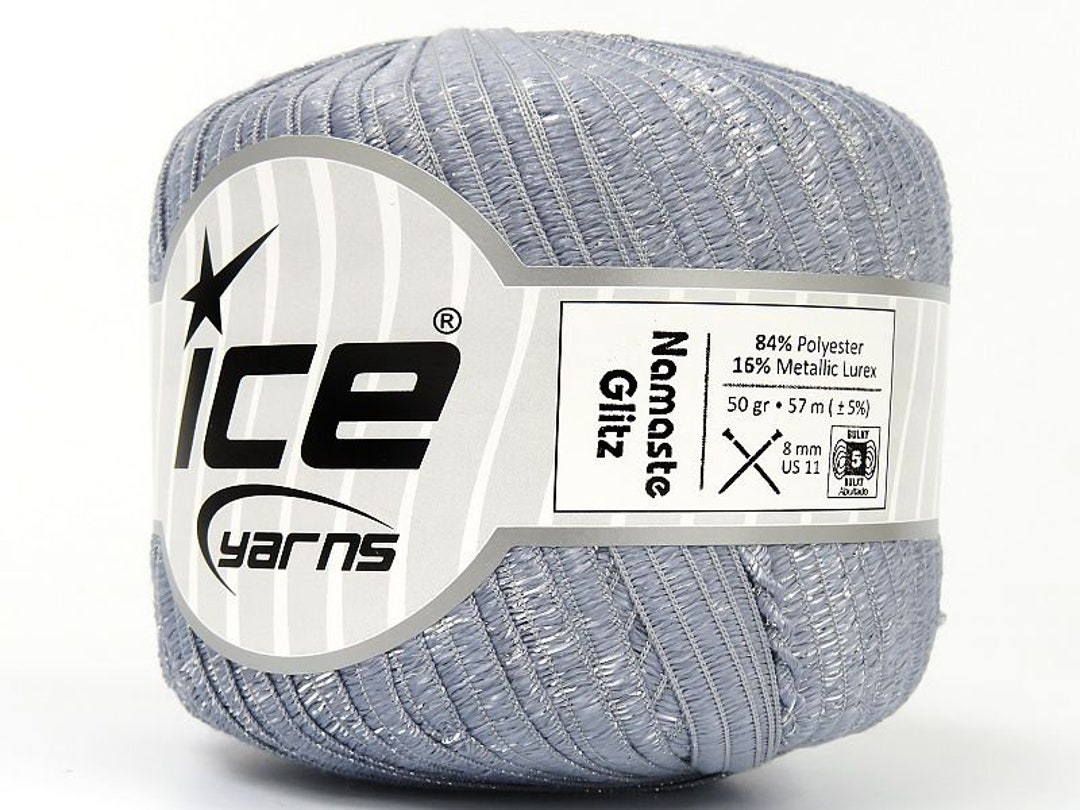 Namaste Glitz Ribbon Yarn 80629 Ice Yarns Iceberg, Blue-grey With ...