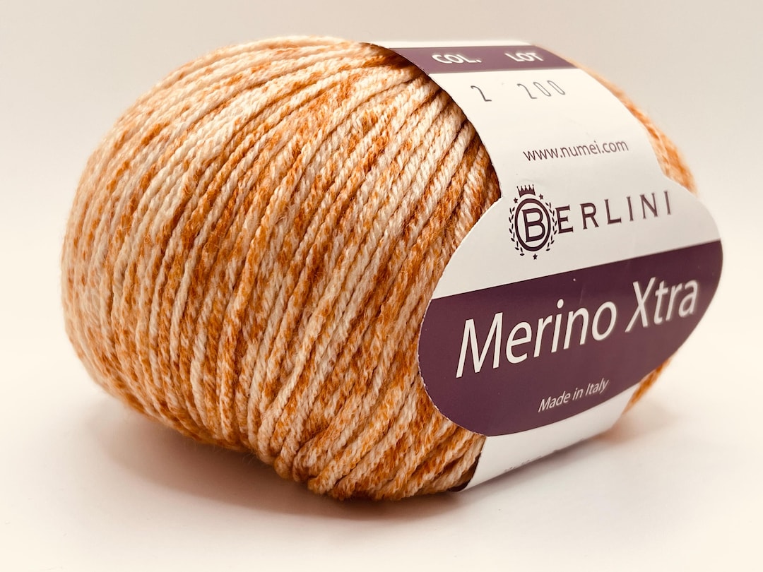 Berlini Merino Xtra Yarn #2 Tangerine Spray - Rusty Orange & Cream, 100 ...