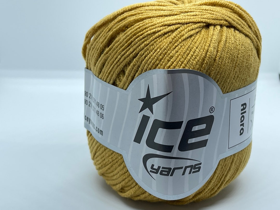 Golden Ochre Alara 33059 Ice Yarns DK Weight Cotton Blend Yarn 50 Grams ...