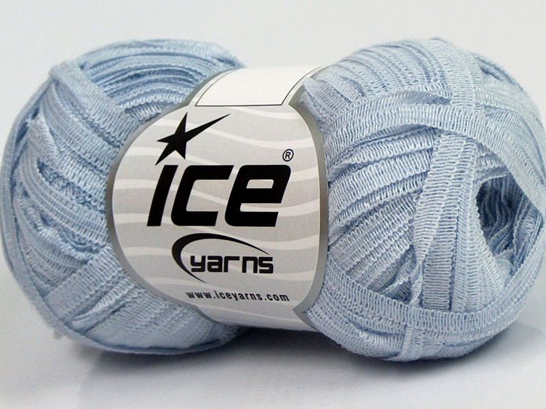 Light Blue Sale Ribbon Yarn #70898 Ice Yarns Acryl Nylon 50gr 153yds 3/ ...
