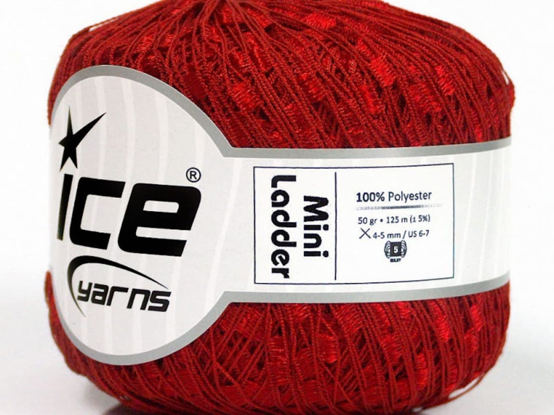 Red Mini Ladder Yarn #58130 Ice Solid Red Ribbon Yarn 50gr 136yd (not ...
