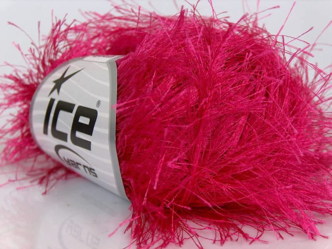 38yd Gypsy Pink Extra Long Eyelash Yarn Ice Luxurious Hot Pink Fun Fur ...