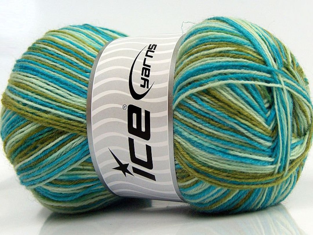 100 Gram Magic Sock Yarn #67785 Turquoise Blues, Greens Superwash Wool ...