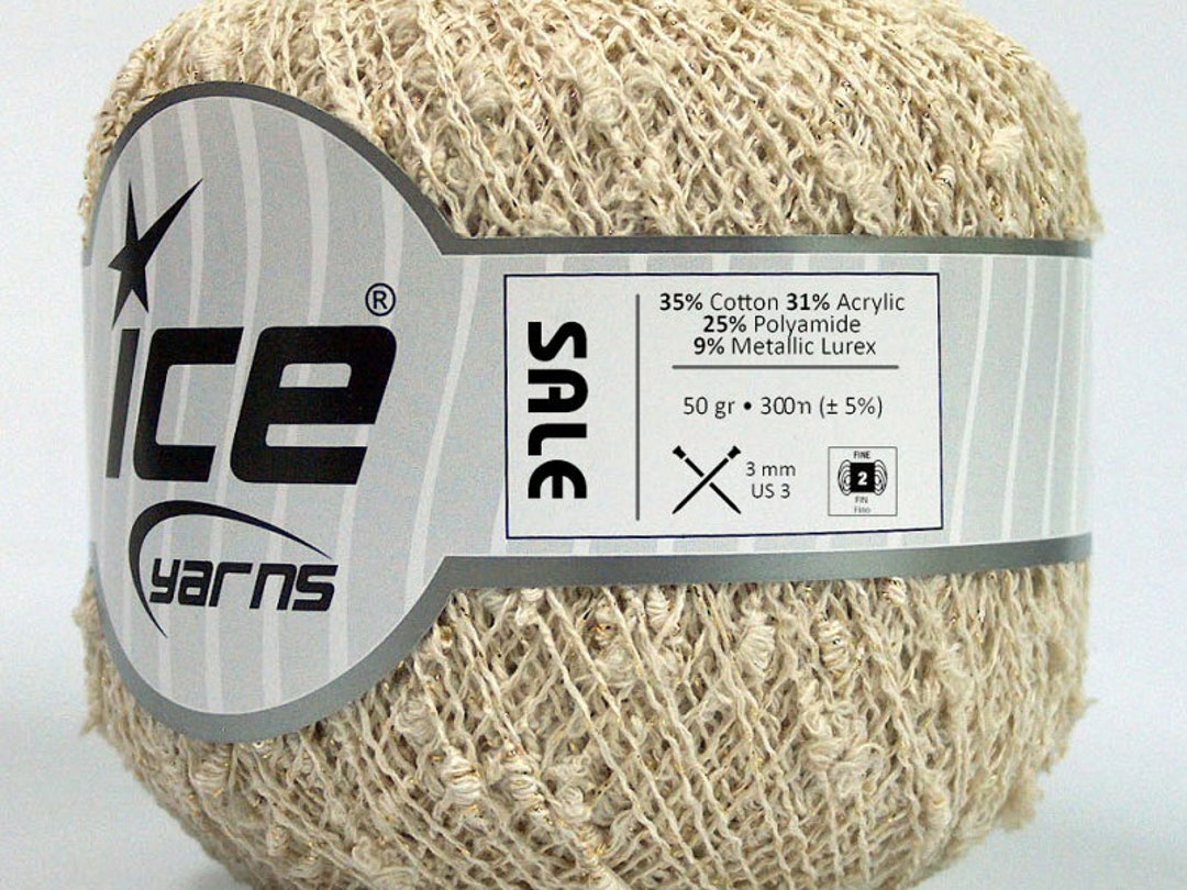 Mini Slub With Metallic #54241 Ice Yarns Cream Gold Cotton Blend String ...