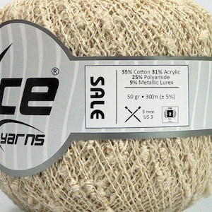 Mini Slub With Metallic #54241 Ice Yarns Cream Gold Cotton Blend String ...
