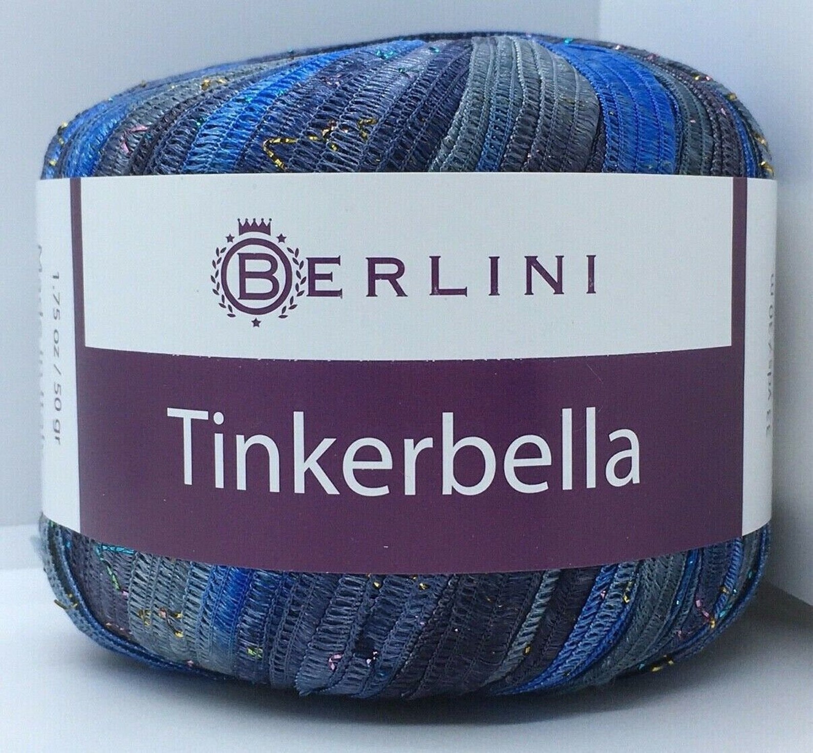 Tinkerbella Berlini Wide Ribbon Yarn #9 Denim - Blues - Glitter Thread ...