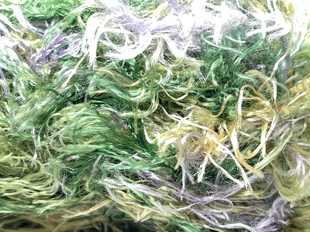 Greens Yellow Lilac Wavy Eyelash Yarn - Dark Horse Hairy #25 - 100 Gram ...