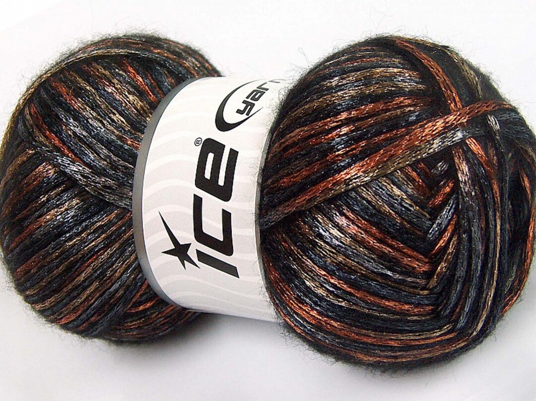Glam Universe #64596 Copper, Brown, Black Shiny Fuzzy Wool Nylon Blend ...