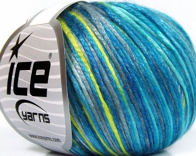 Sea Foam Picasso Ice Yarns 68984 Pale Aqua Blues White Self-striping ...