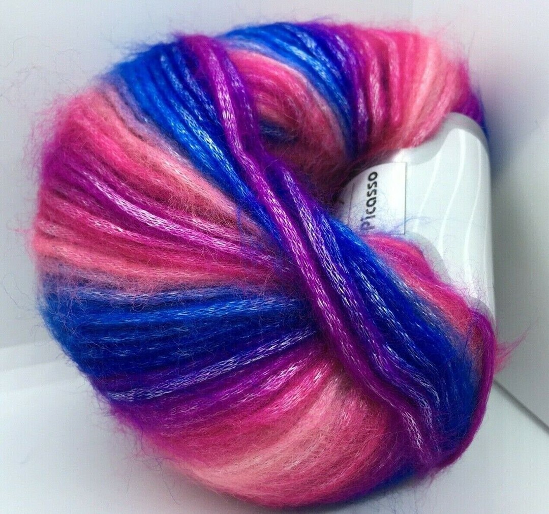 Pinks Purples Blues Picasso Ice Yarns 65934 Self-striping Fuzzy With ...
