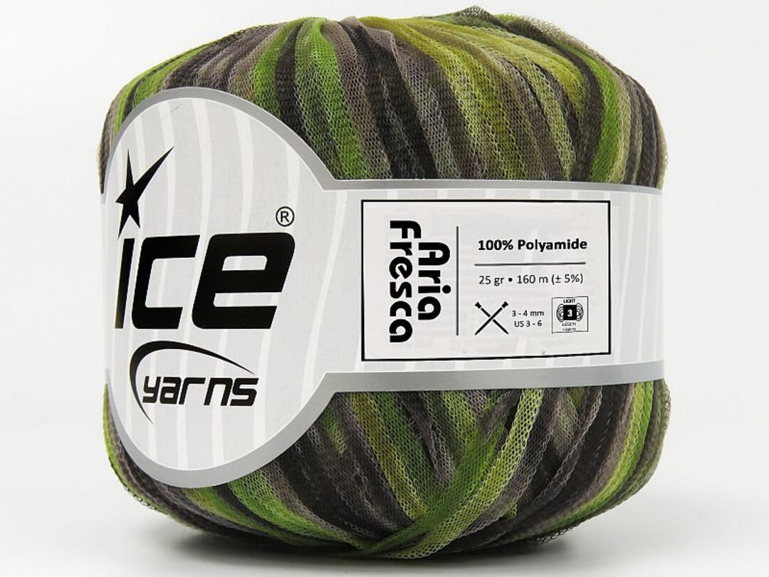Greens Greys Aria Fresca Sheer Net Ribbon Yarn 78328 Ice Yarns Nylon DK ...
