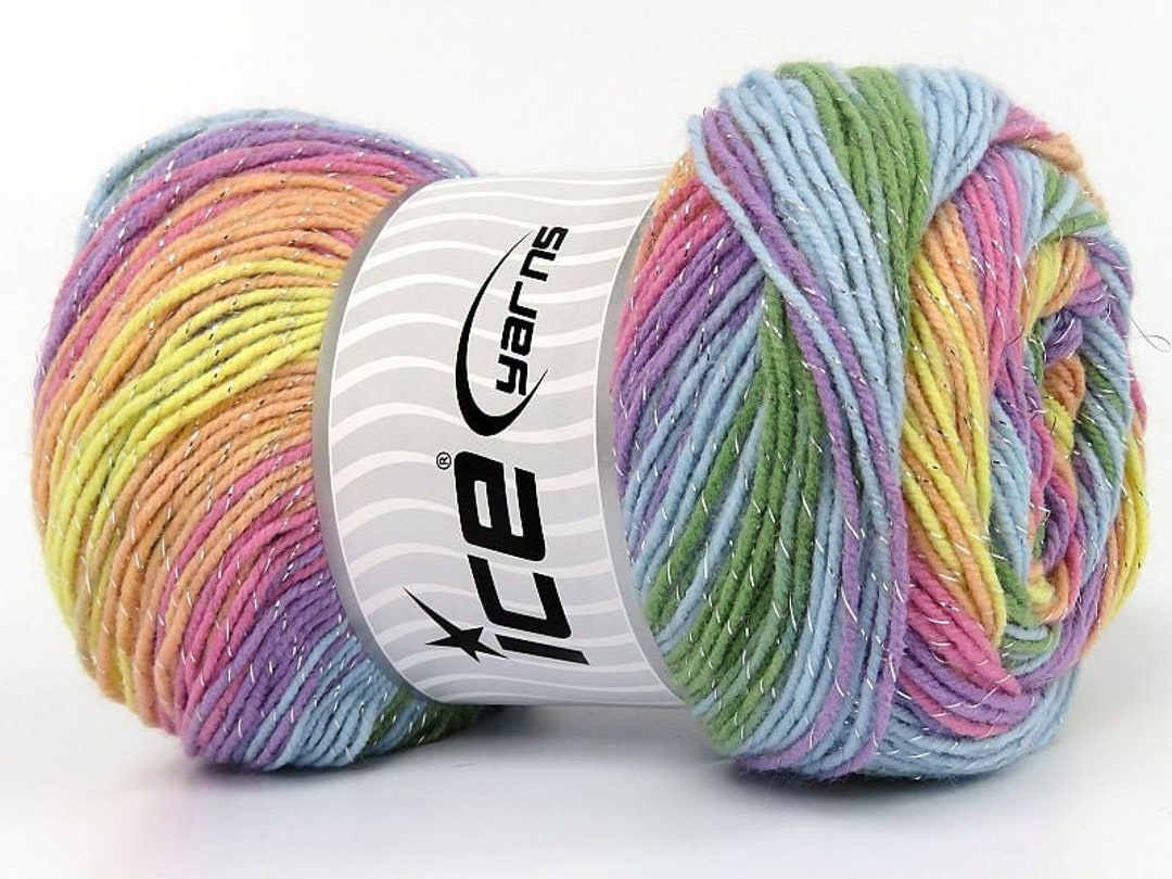 Magic Glitz 80848 Ice Yarns Pastel Rainbow With Silver Metallic Self ...