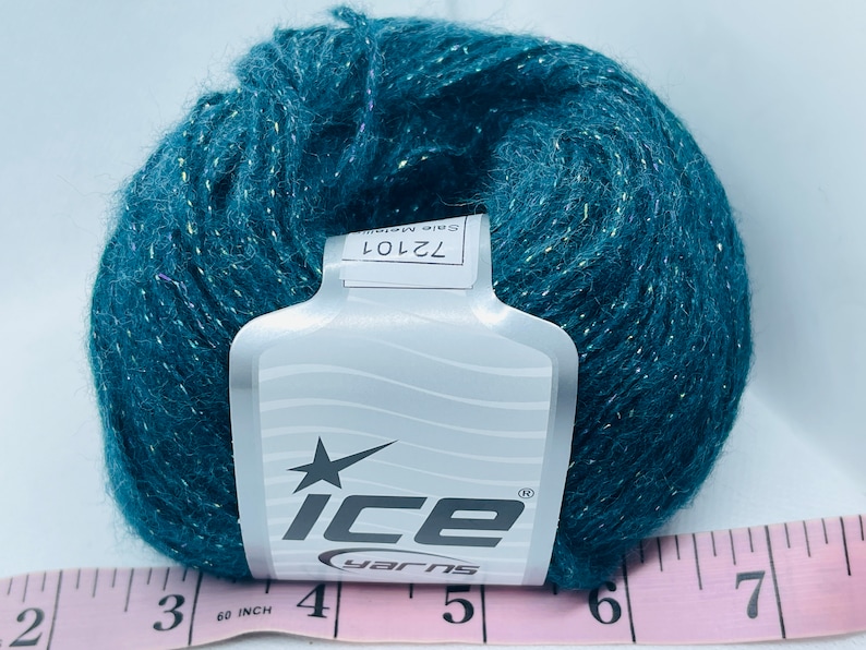 Fuzzy Teal Yarn With Iridescent Metallic Ice Yarns 72101 - Etsy