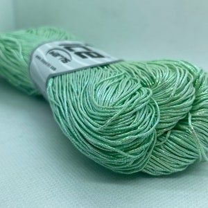 Iridescent Mint Green Metallic Hand Painted Cotton Yarn Ice 67299 ...