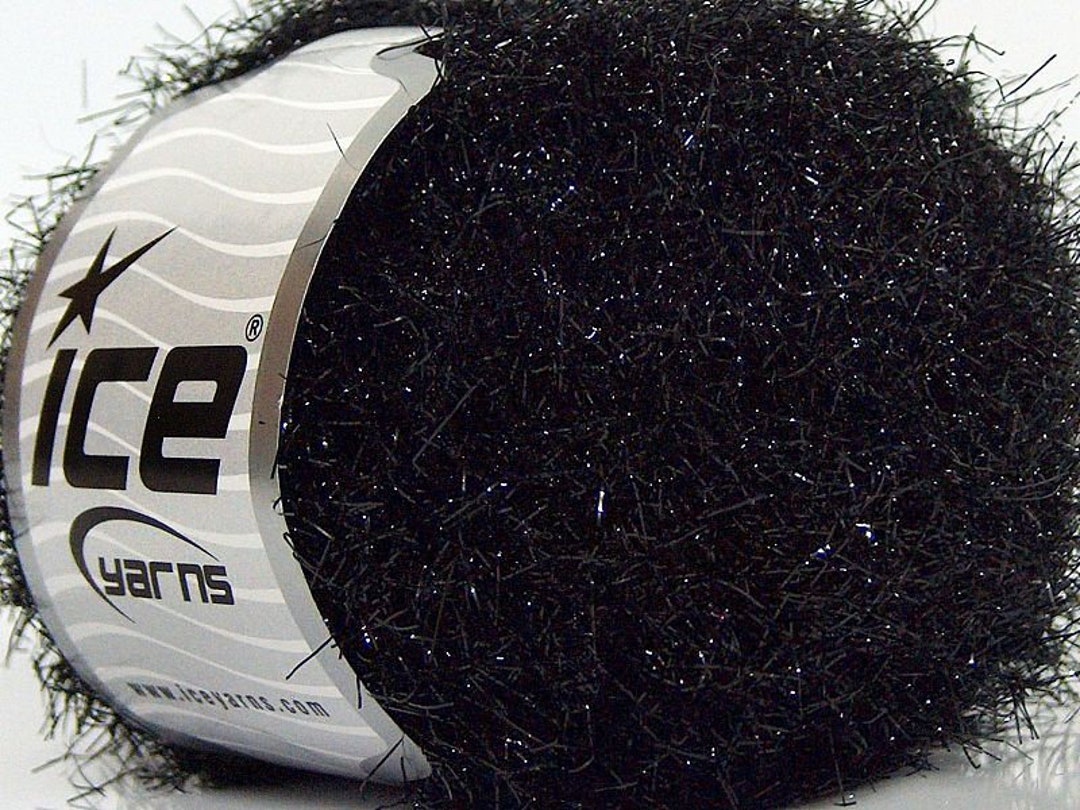 Sparkle Soft Black 68301 Ice Yarn Metallic Lurex Nylon Eyelash Yarn 50 ...