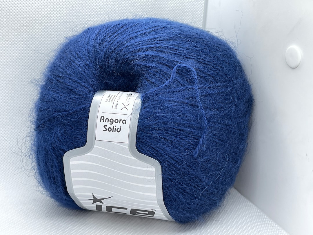 Dark Blue Angora Solid #77628 Ice Yarns Fine Weight Acrylic Angora Wool ...