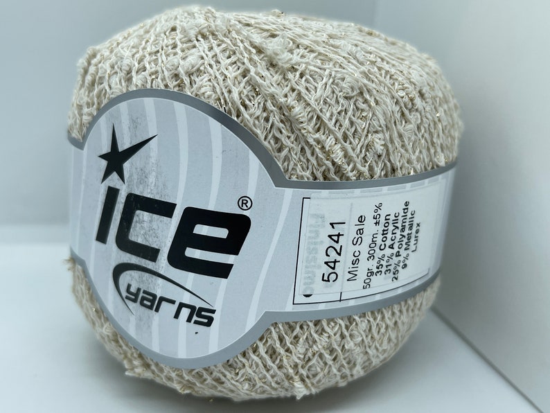 Mini Slub With Metallic #54241 Ice Yarns Cream Gold Cotton Blend String ...