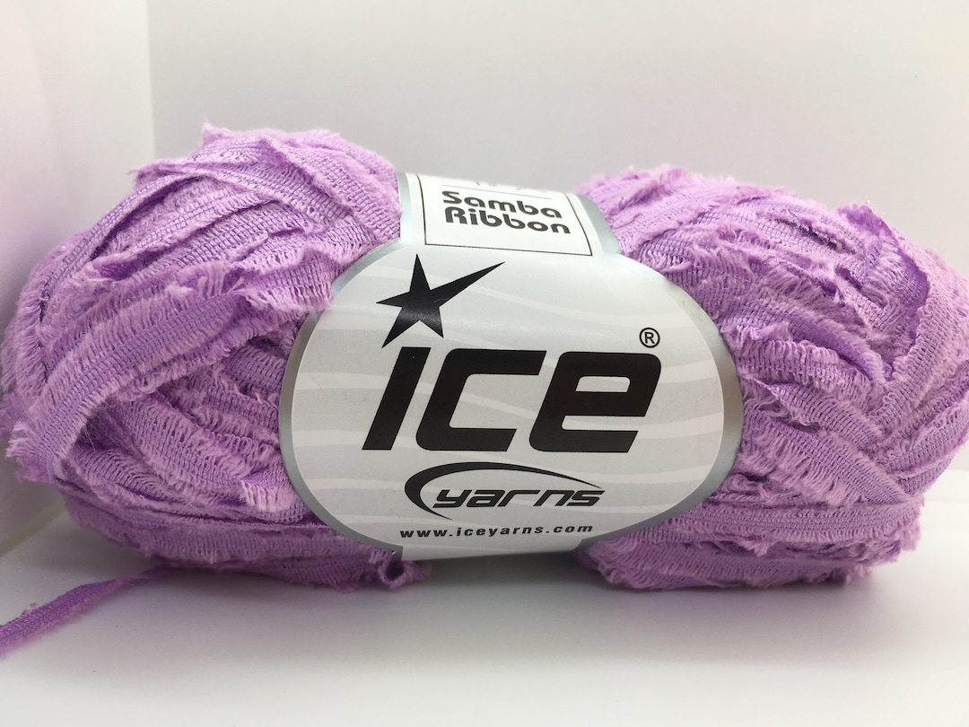 Lilac Samba Ribbon Yarn #65445 Ice Acrylic 50 Gram 120 Yards 1/4" Wide ...