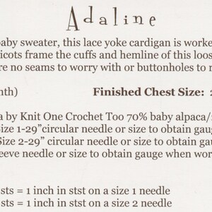 Heirloom Stitches Knitting Pattern 610adaline.v1 Adaline Lace Yoke ...