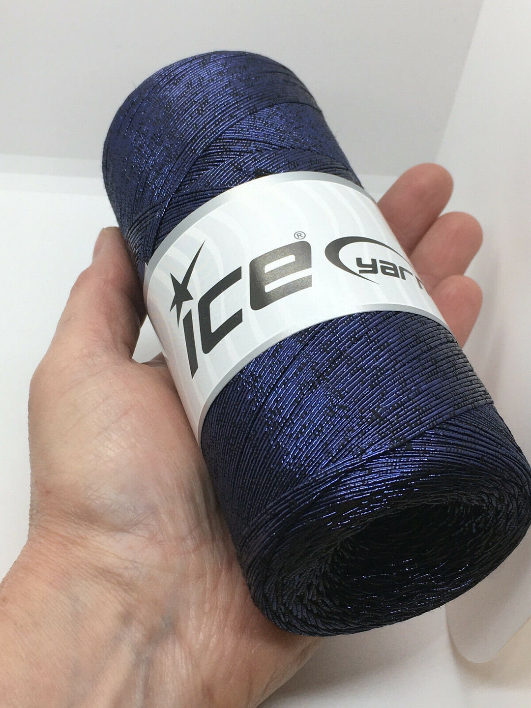 Metallic Cotton Navy Blue Yarn Ice 68105 - #1 Superfine 200gr (7oz ...