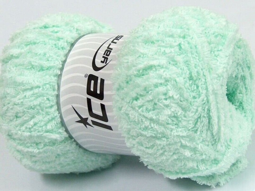 Mint Green Puffy Short Eyelash Yarn 41762 Ice Yarns 3.53 Ounces (100 ...