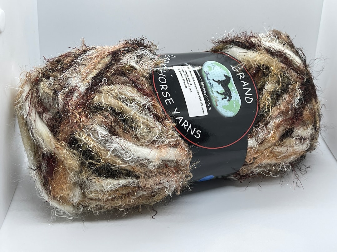 Dark Horse Yarns Grand #107 Browns Beige White Sparkly Eyelash Wool ...