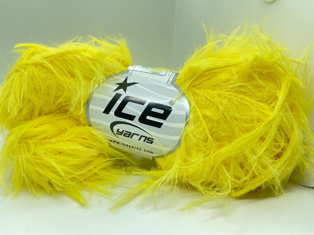 Yellow Faux Feather 82044 Ice Yarns Long Eyelash Yarn 50gr 109yds ...