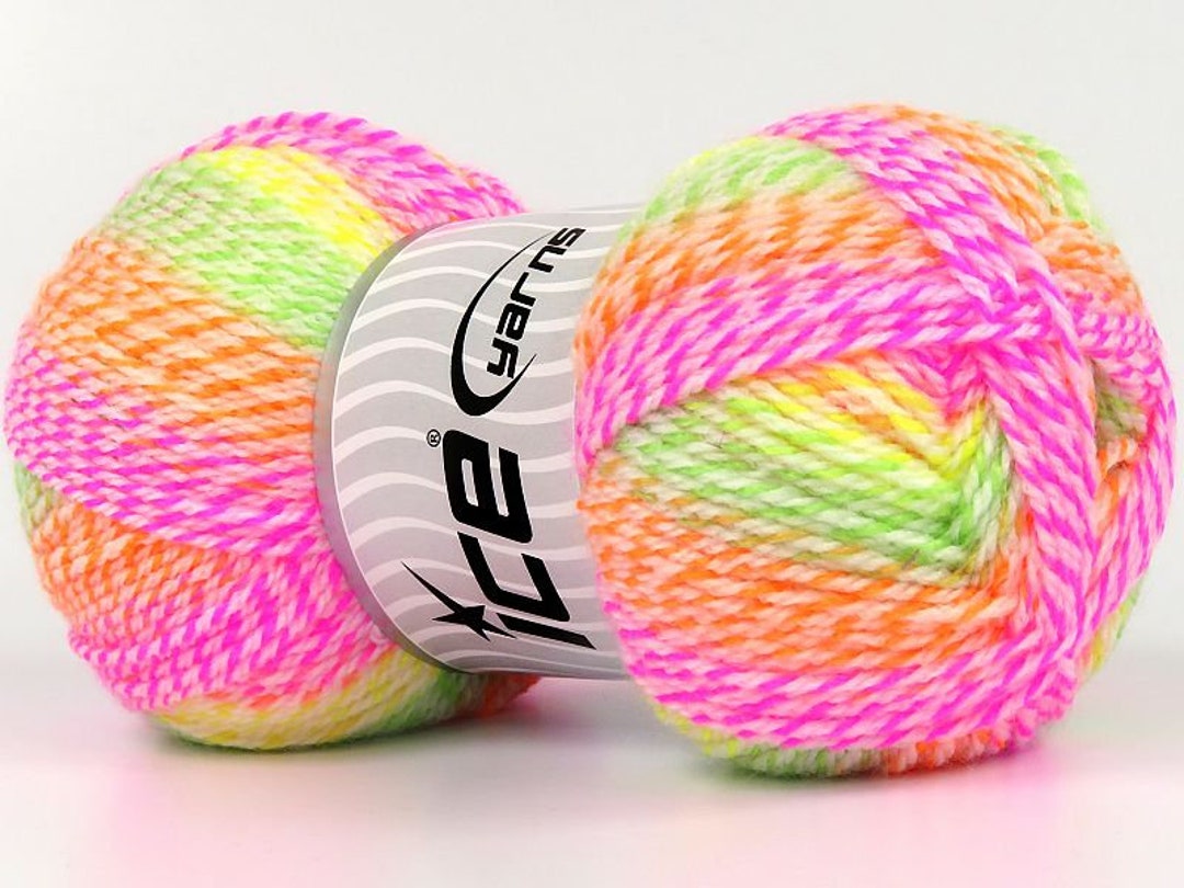 Connor Neon Colors Yarn 77941 Ice Yarns Pink, Green, Orange, White ...