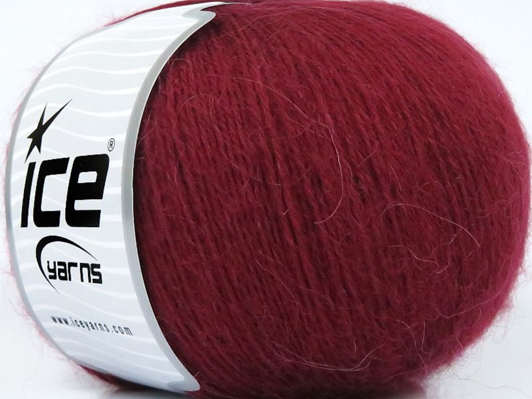 Burgundy Angora Solid #77627 Ice Yarns Fine Weight Acrylic Angora Wool ...