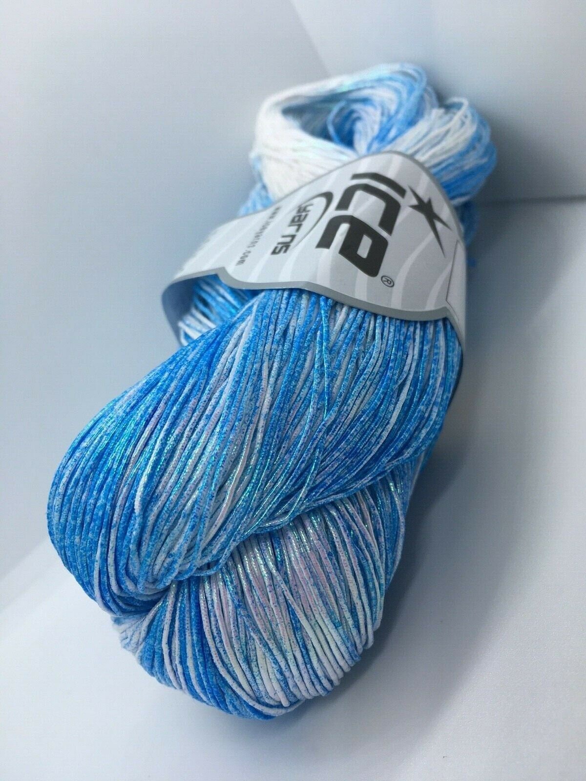 Blue White Iridescent Spray Paint Metallic Cotton Yarn 67922 | Etsy