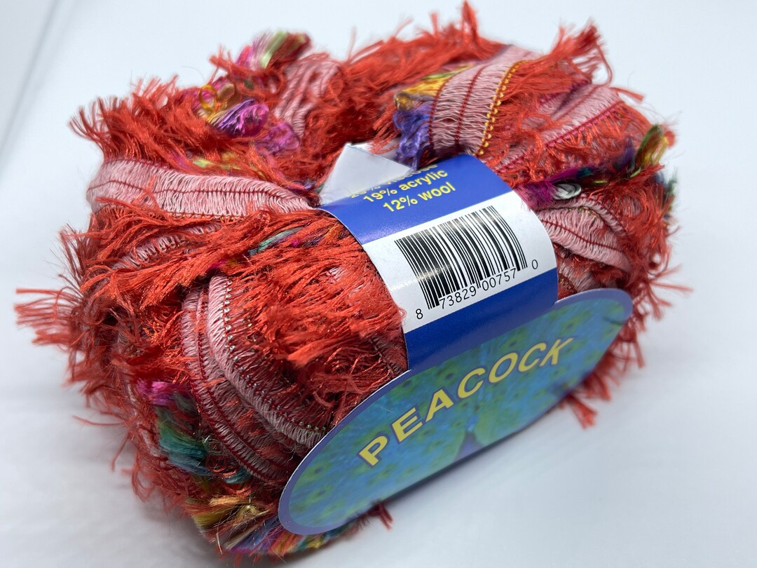 Euro Yarns Peacock #05 Vermillion Red With White and Rainbow Colors ...