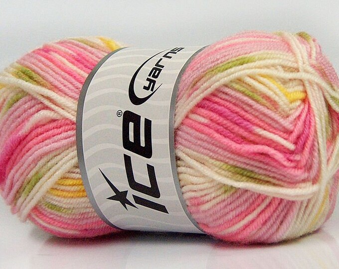 Pink White Green Yellow Mini Baby Design DK Yarn 67257 Ice Yarns ...